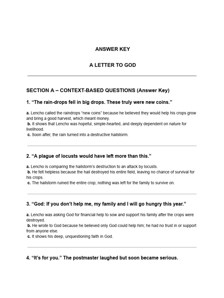 Answer Key.docx | PDF | Faith