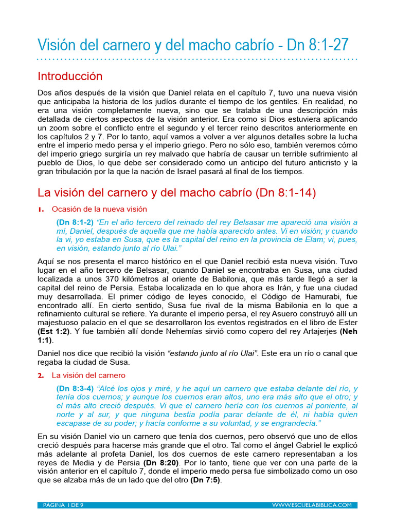 vision del carnero y del macho cabrio | PDF | Daniel (figura bíblica ...