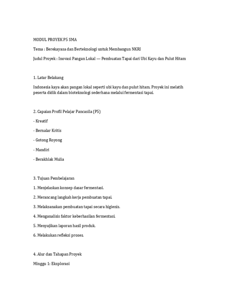 Modul Projek P5 Tapai | PDF
