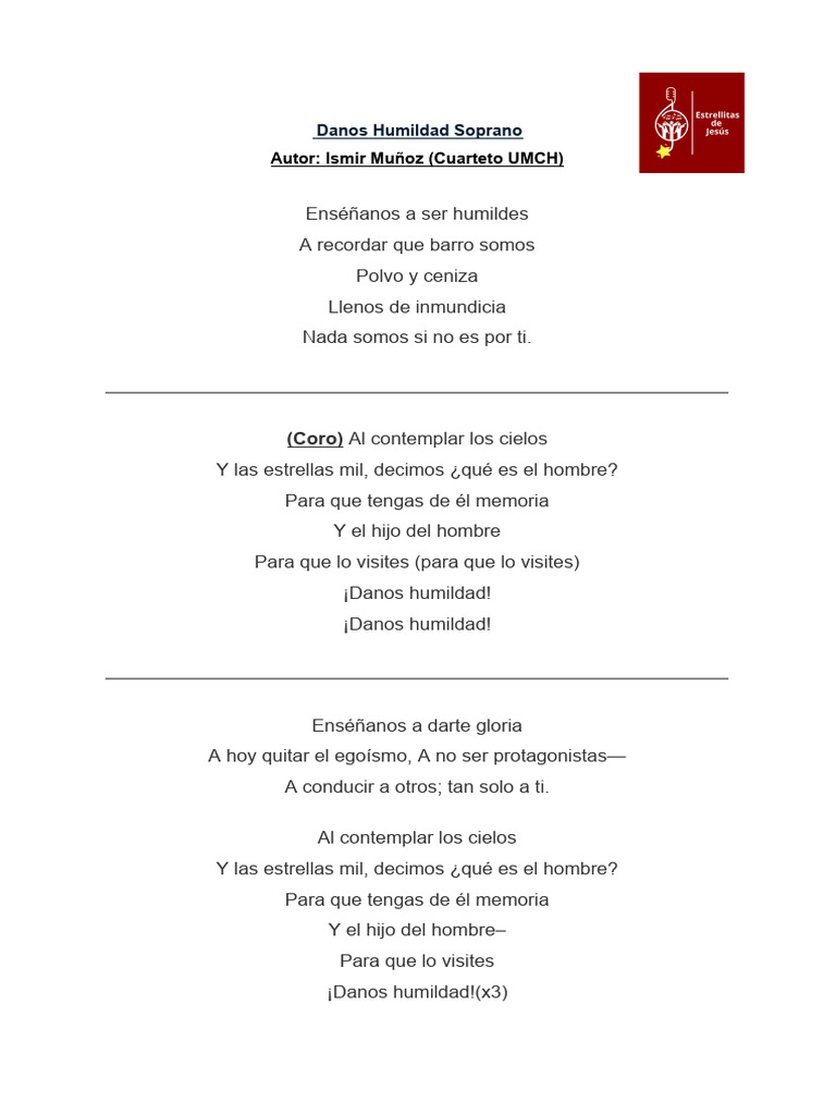 Danos Humildad: Reflexión y Alabanza | PDF