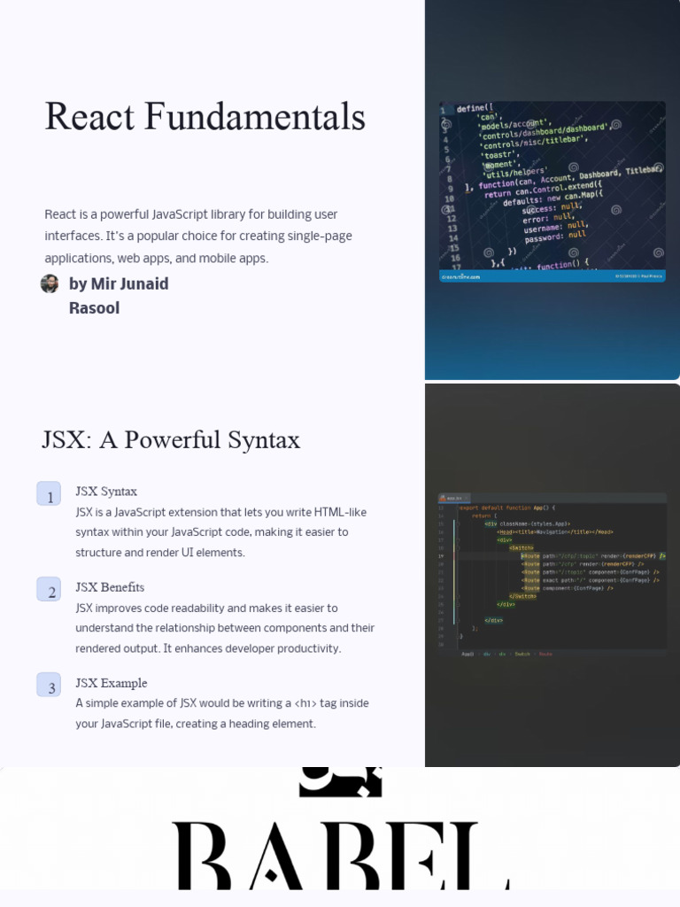 React Fundamentals: by Mir Junaid Rasool | PDF | Document Object Model | Java Script