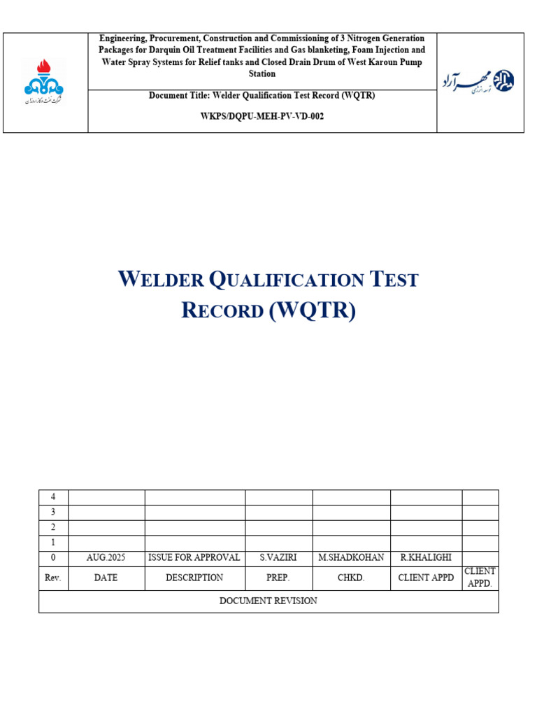 Welder Qualification Test Records for WKPS | PDF | Welding | Construction