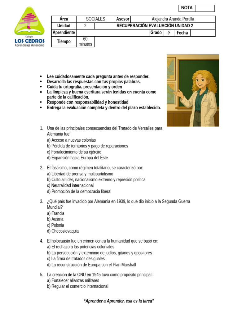 RECUPE. Un2 - Sociales | PDF | El Holocausto | Alemania nazi