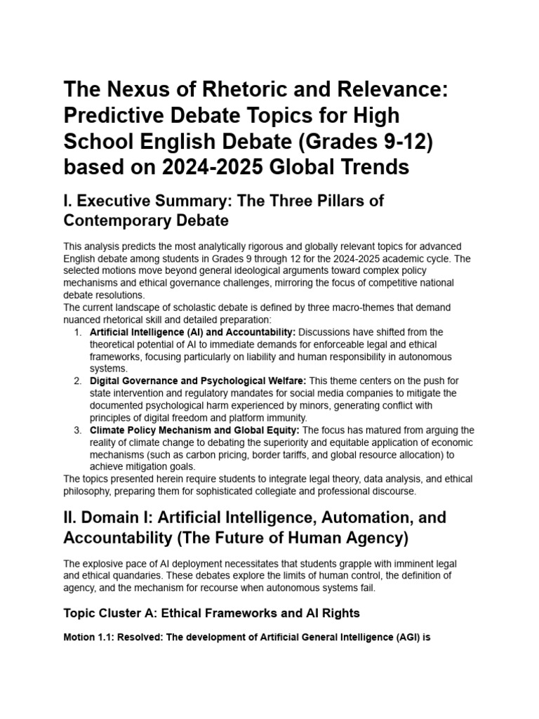 Predictive Debate Topics for High School | PDF | Artificial ...