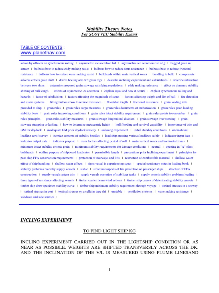 Stability Theory Notes: For SCOTVEC Stability Exams | PDF | Ships ...
