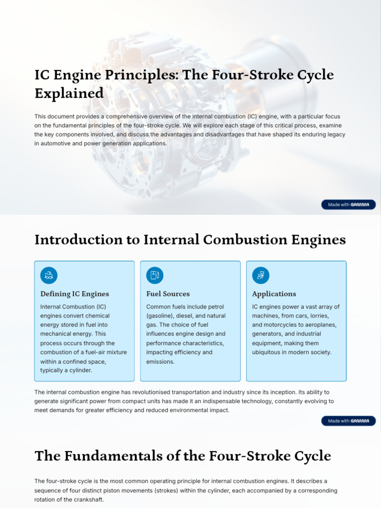Four-Stroke Cycle in IC Engines Explained | PDF | Internal Combustion ...