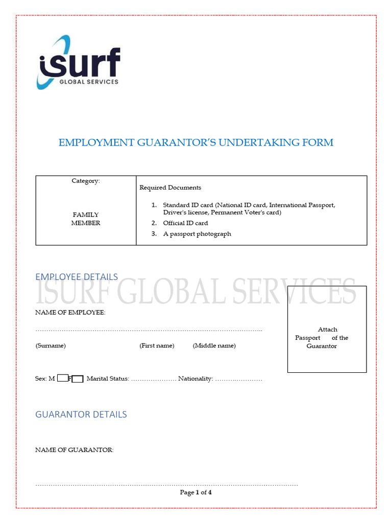 Guarantors Form Family Member Isurf | PDF | Identity Document ...