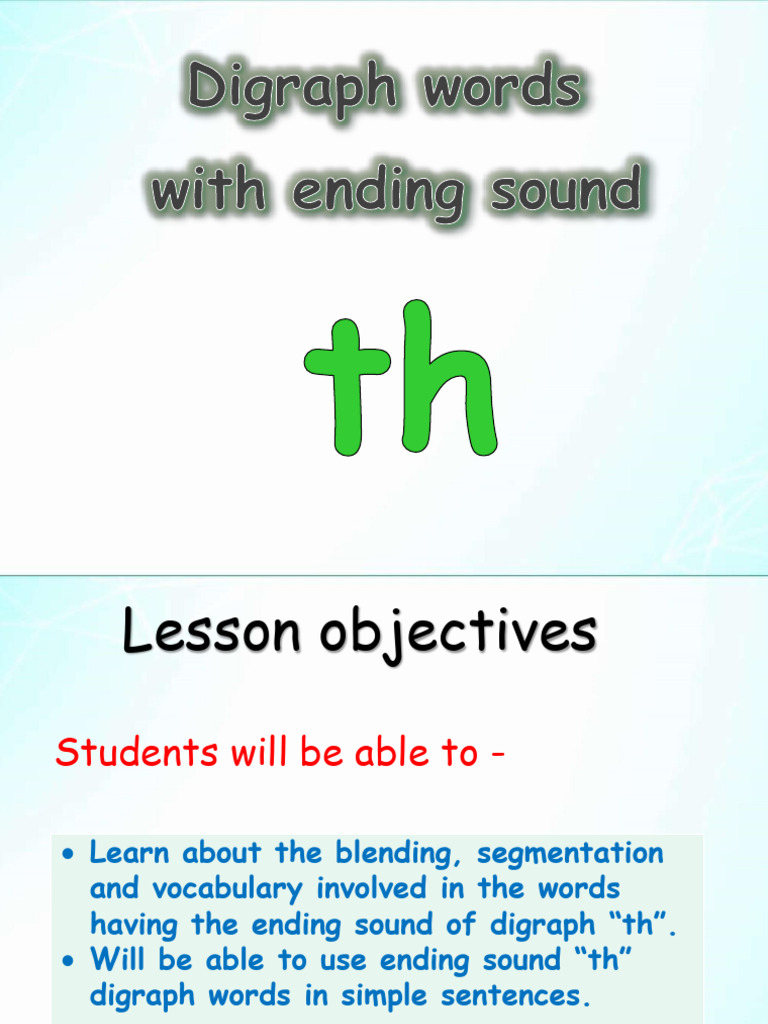 Digraph 'TH' Ending Words | PDF