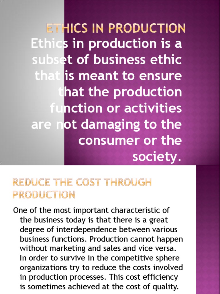 Ethics in Production | Production Function | Pollution