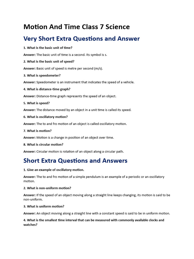 Motion and Time Class 7 Science | PDF | Clock | Pendulum