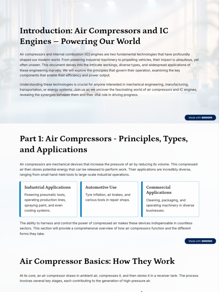 Introduction: Air Compressors and IC Engines 3 Powering Our World | PDF ...