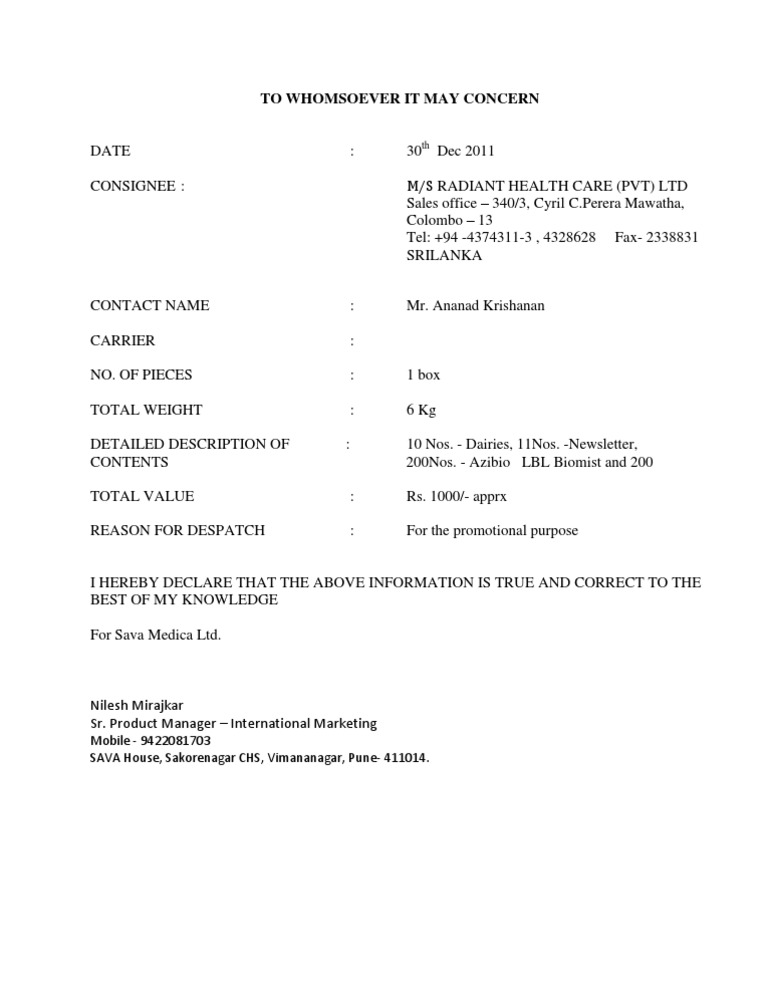 Courier Declaration | PDF