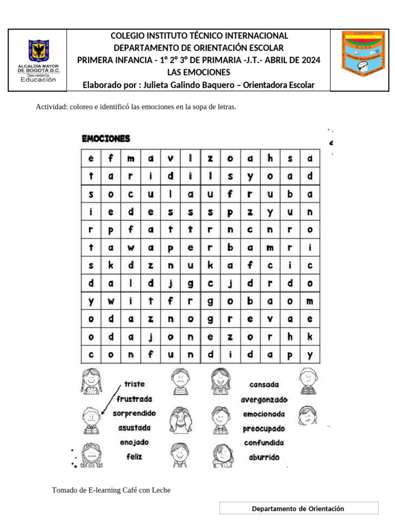 Sopa de Letras Emociones | PDF