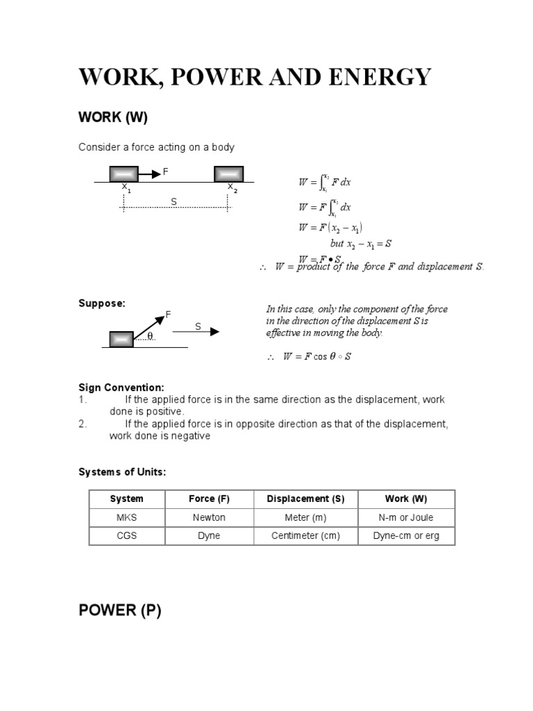 Work, Power Energy | PDF | Potential Energy | Power (Physics)