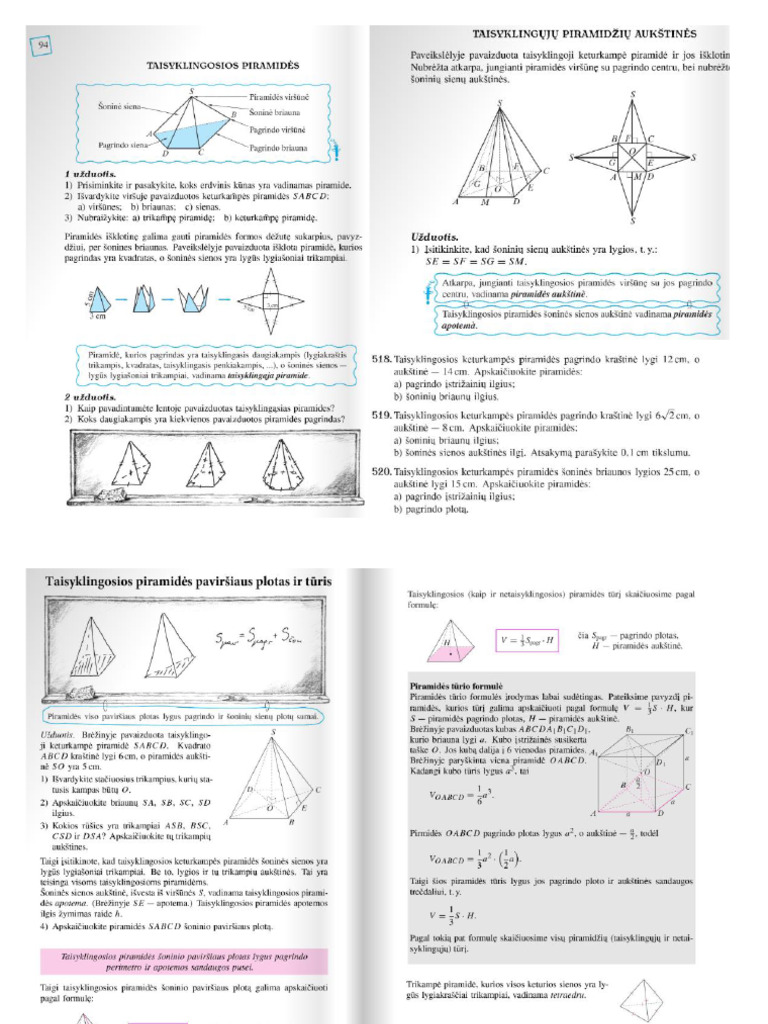 Taisyklingos Piramides Pavirsiaus Plotas Ir Turis 2 | PDF