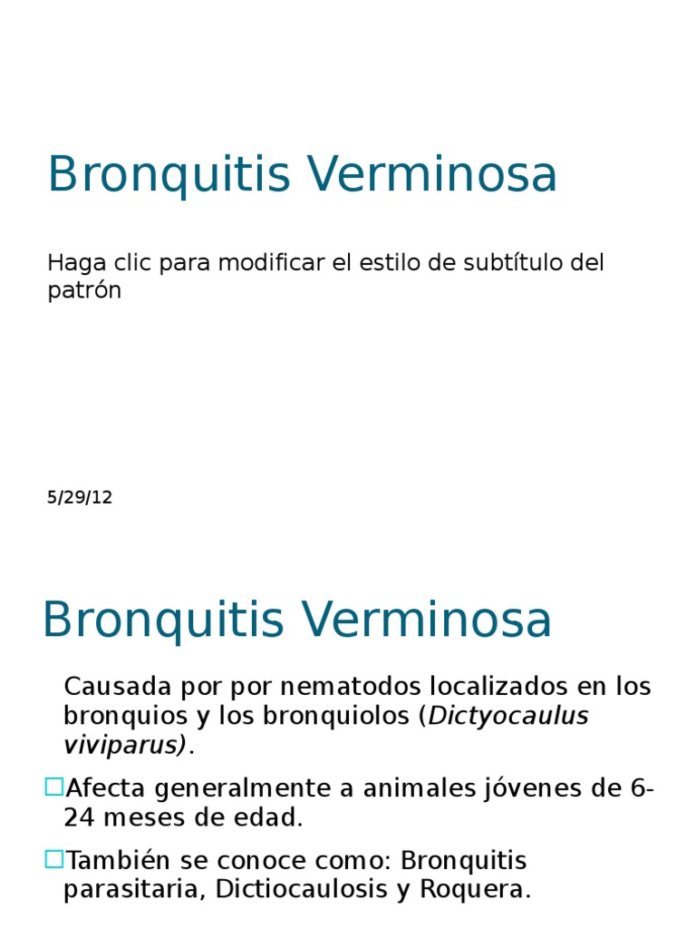 Bronquitis Verminosa | PDF | Enfermedades y trastornos | Medicina ...