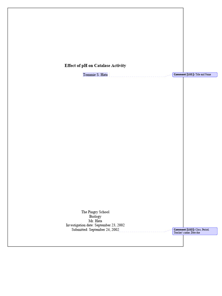 Effect of PH On Catalase Activity | PDF | Catalase | Enzyme