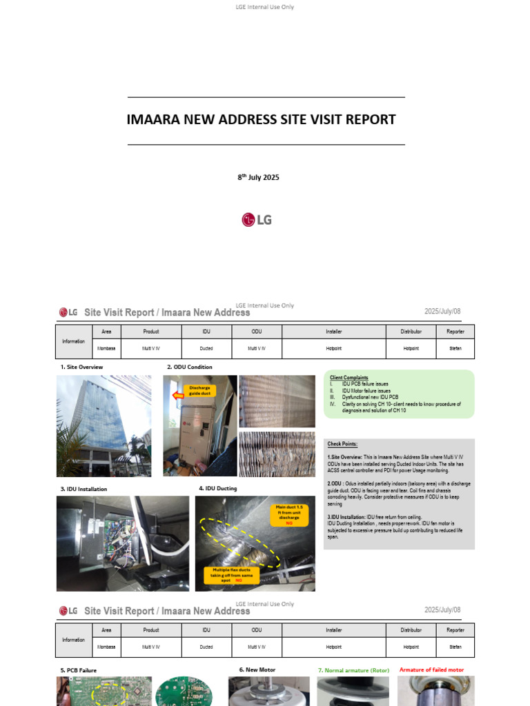 Imaara New Address Site Visit Report | PDF | Duct (Flow) | Printed ...