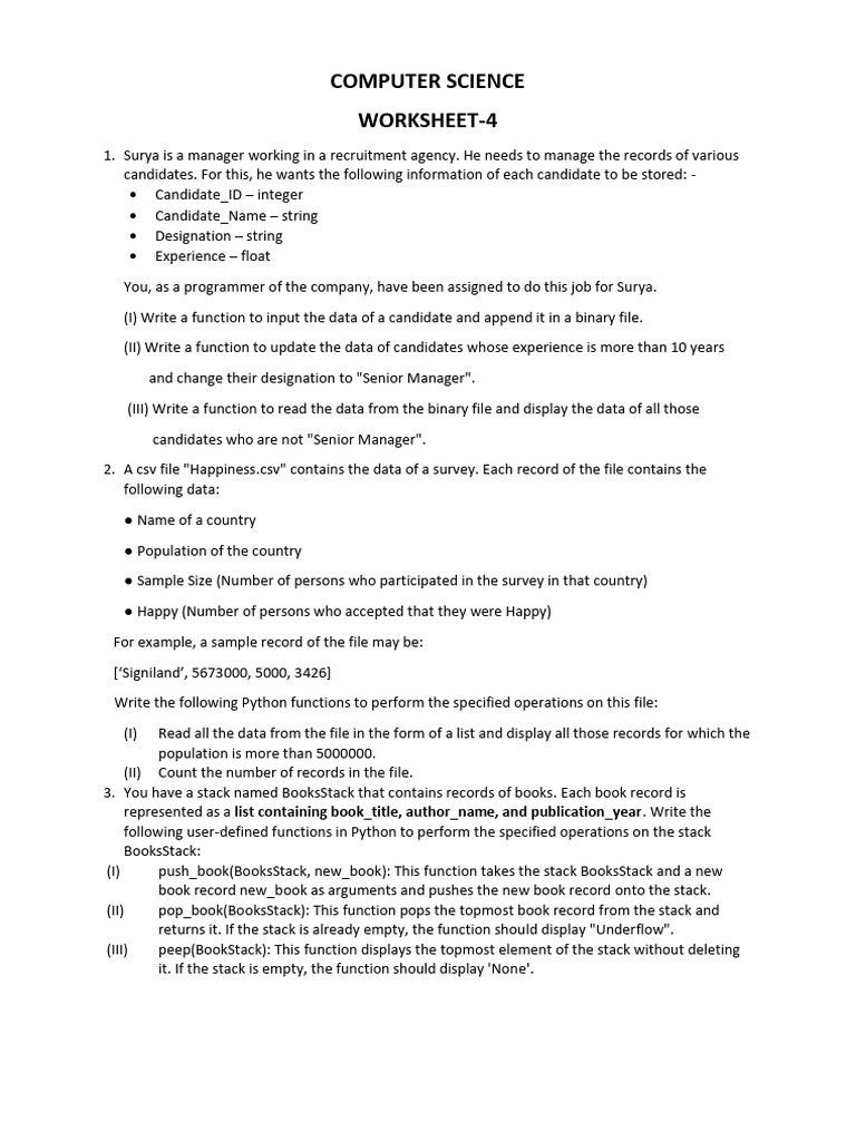Computer Science Programming Tasks | PDF | Computer Network | Software ...