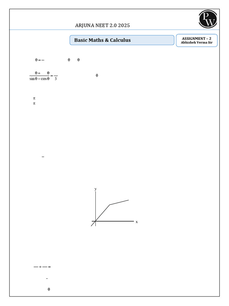 Basic Maths and Calculus - Assignment 02 - Arjuna NEET 2.0 2025 | PDF ...