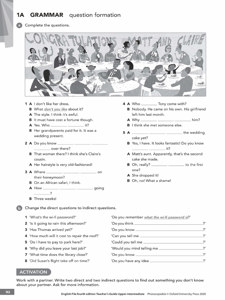 B2.2 Grammar Activities 1A Question Formation | PDF