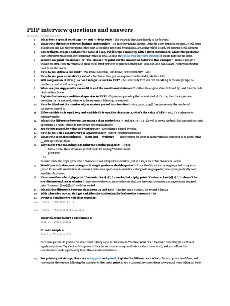 PHP Interview Questions and Answers | PDF | Php | Http Cookie