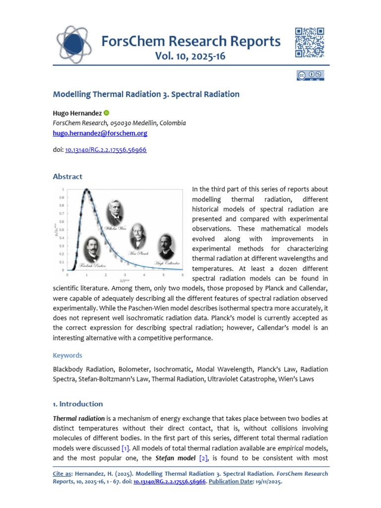 Modelling Thermal Radiation 3. Spectral Radiation | PDF ...
