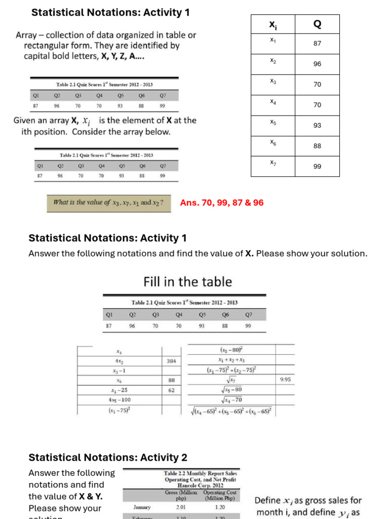 Statistical Notations Act 12 | PDF
