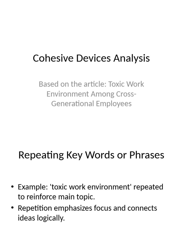 Cohesive Devices Analysis | PDF