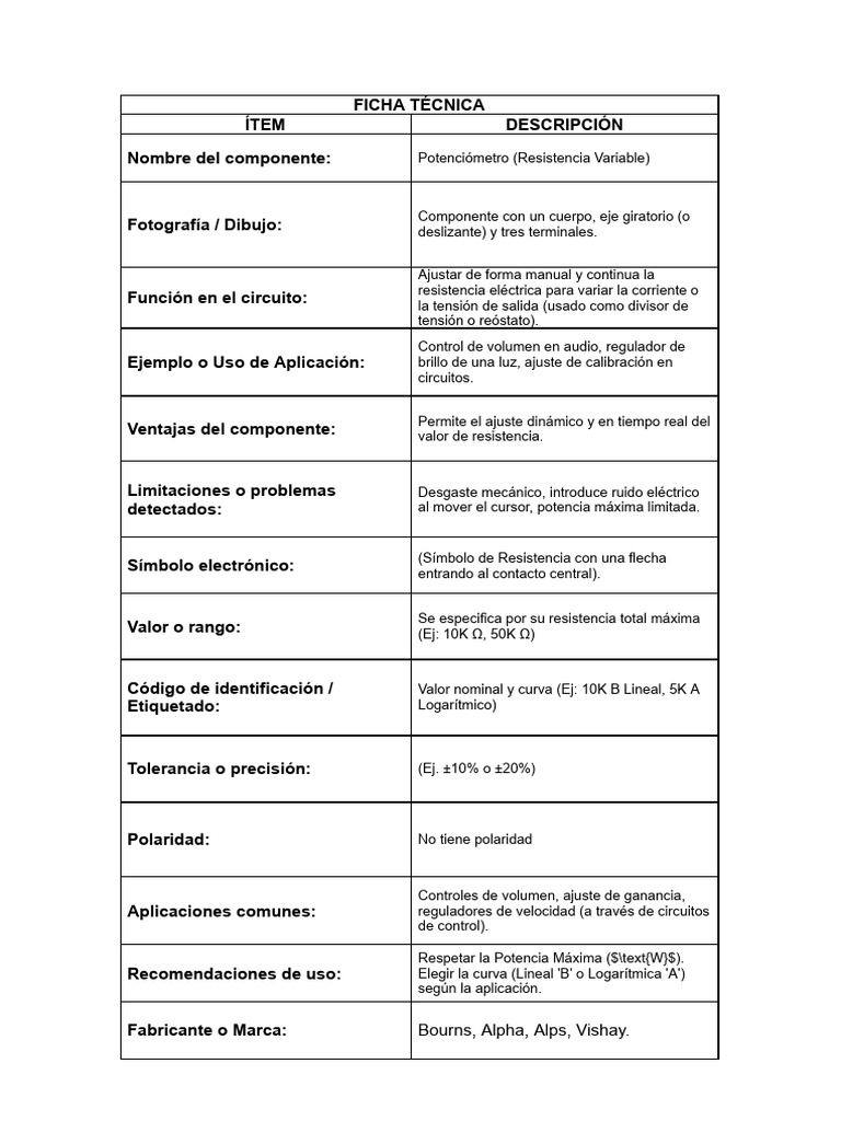 Technical Sheet - Electronic Components1 | PDF