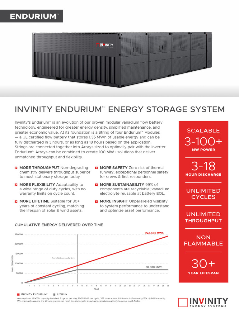 Invinity Endurium™ Data Sheet | PDF | Sustainable Technologies ...