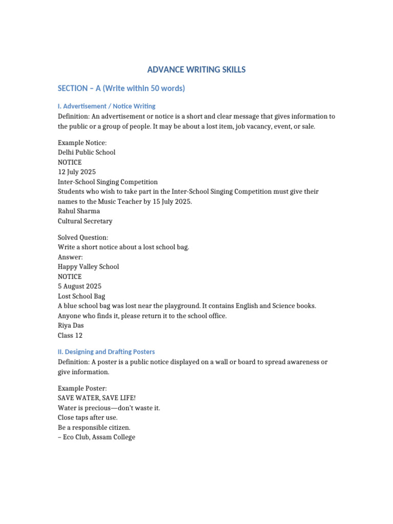 Advanced Writing Skills Guide | PDF