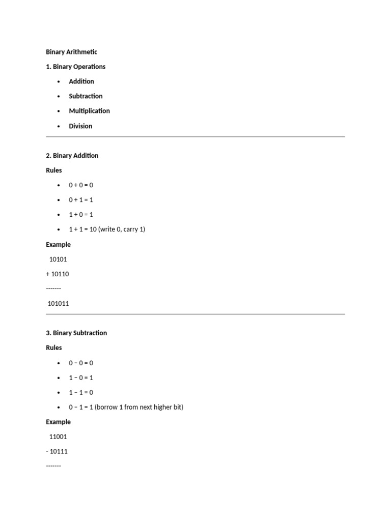Binary Arithmetic | PDF