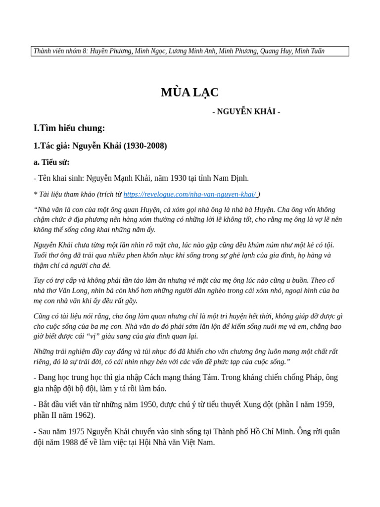 MÙA LẠC - NHÓM 8 | PDF
