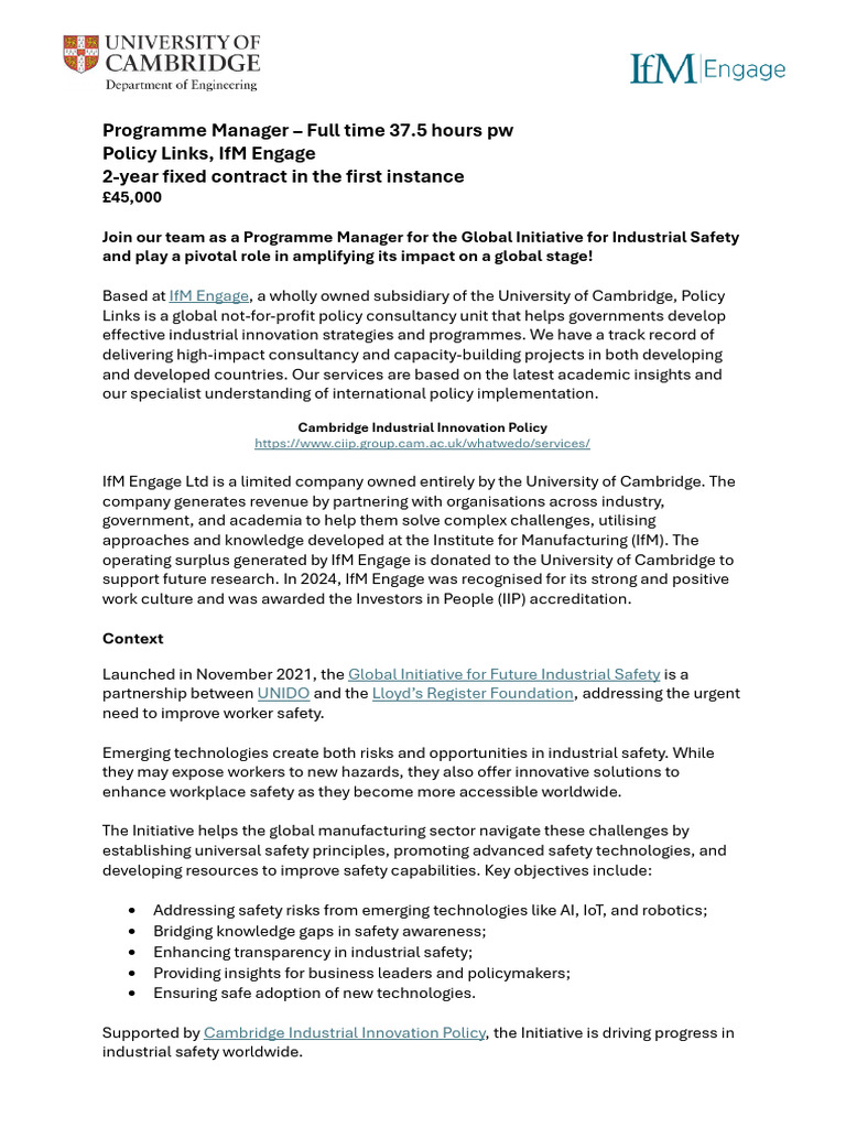 Programme Manager for Industrial Safety | PDF | Occupational Safety And ...