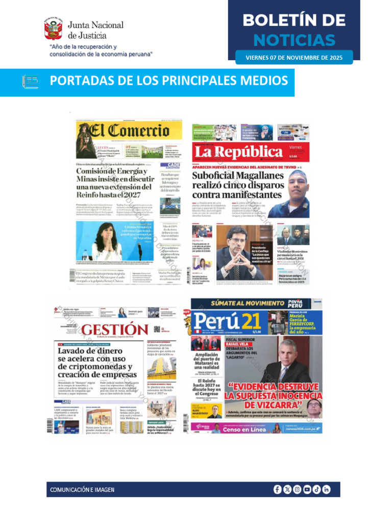 Boletín de Noticias 07 de Noviembre de 2025 | PDF | Perú | Gobierno