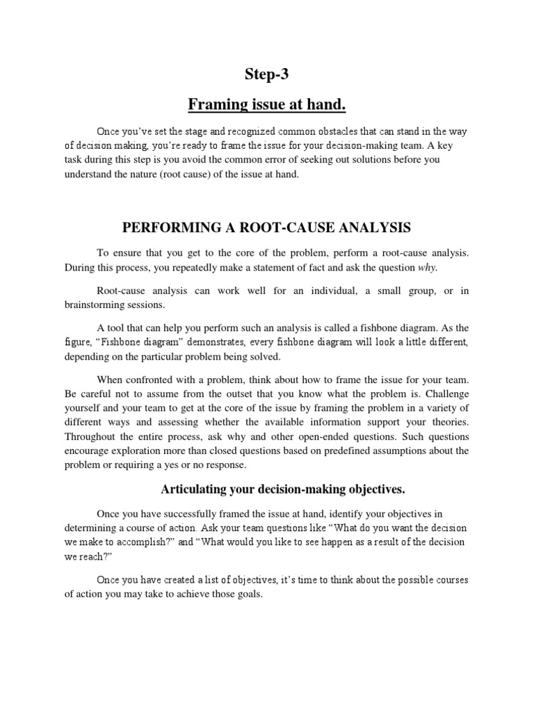 Step-3 Framing Issue at Hand.: Performing A Root-Cause Analysis | PDF ...