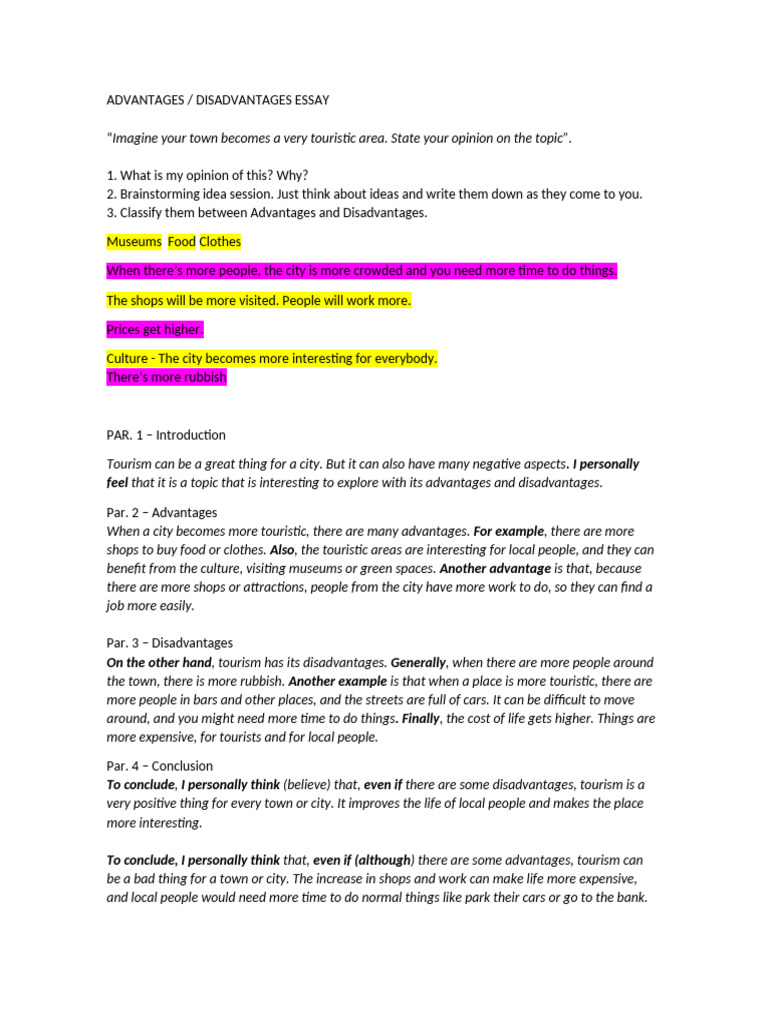 Advantages and Disadvantages Essay | PDF