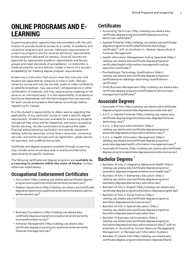 UAS Online Programs and Certificates | PDF | Academic Degree ...