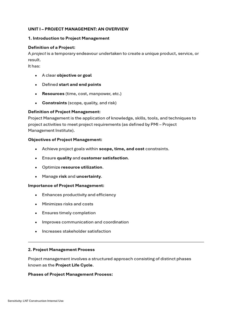 Project Management Overview and Techniques | PDF | Project Management ...