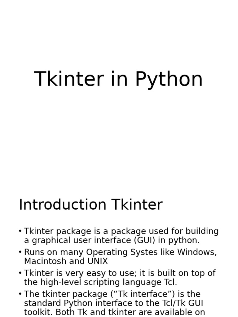5.2 TKinter in Python | PDF | Graphical User Interfaces | Scripting ...