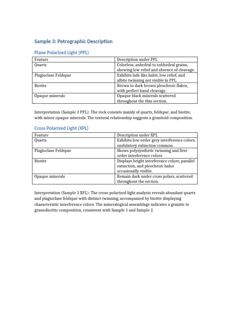 Sample 3 Petrography | PDF