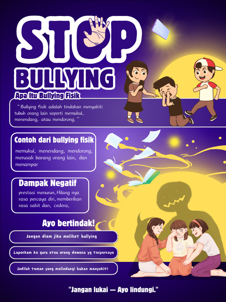 Poster Infografis Stop Bullying Ilustratif Ungu Dan Kuning - 20251119 ...