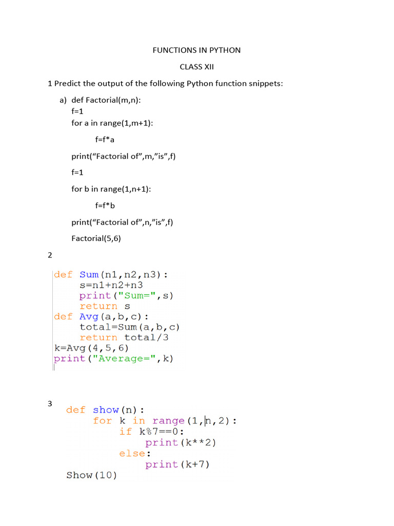 Predict the Output of the Python Funtion APC 2025 | PDF