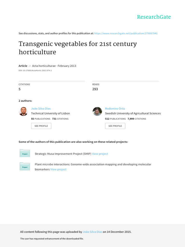 A1.76 Acta Horticulturae 974-15-30 | PDF | Genetically Modified Crops ...