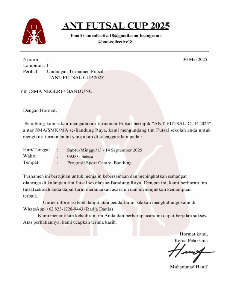 Surat Undangan Ant Futsal Cup 2025.Pdf - 20250904 - 202619 - 0000 | PDF