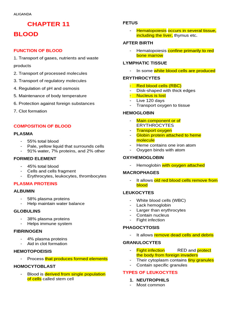CHAPTER 11 anaphy | PDF | White Blood Cell | Blood