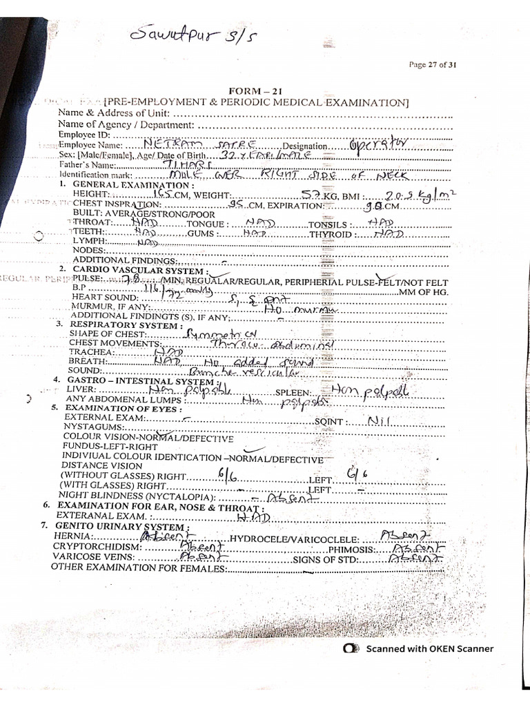 Netram Spre Medical Certificate | PDF