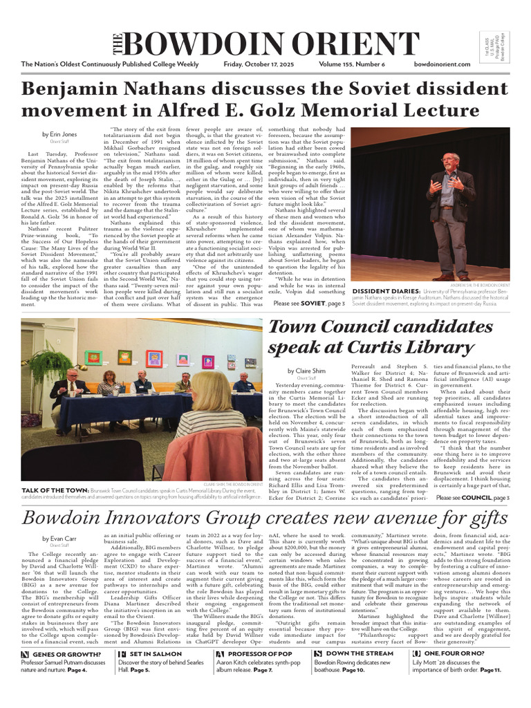 The Bowdoin Orient - Volume 155, Issue 6 - October 17, 2025 | PDF ...