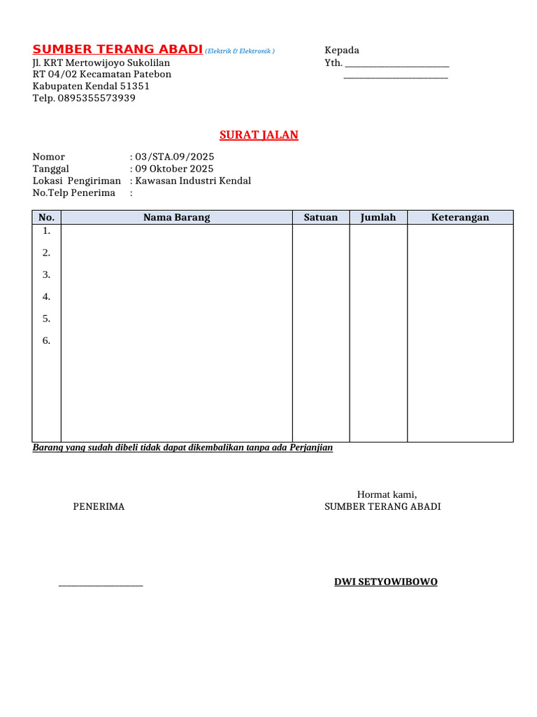 Surat Jalan Sta | PDF